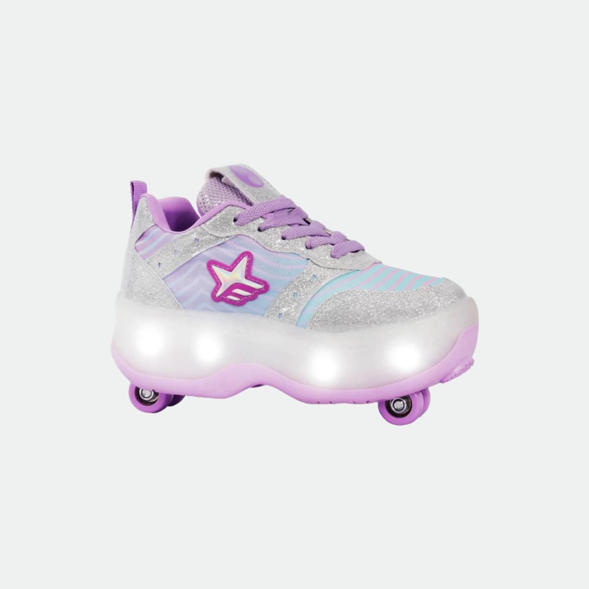 Zapatilla Footy Roll Love Con Rueda y Luz - LILA PLATA
