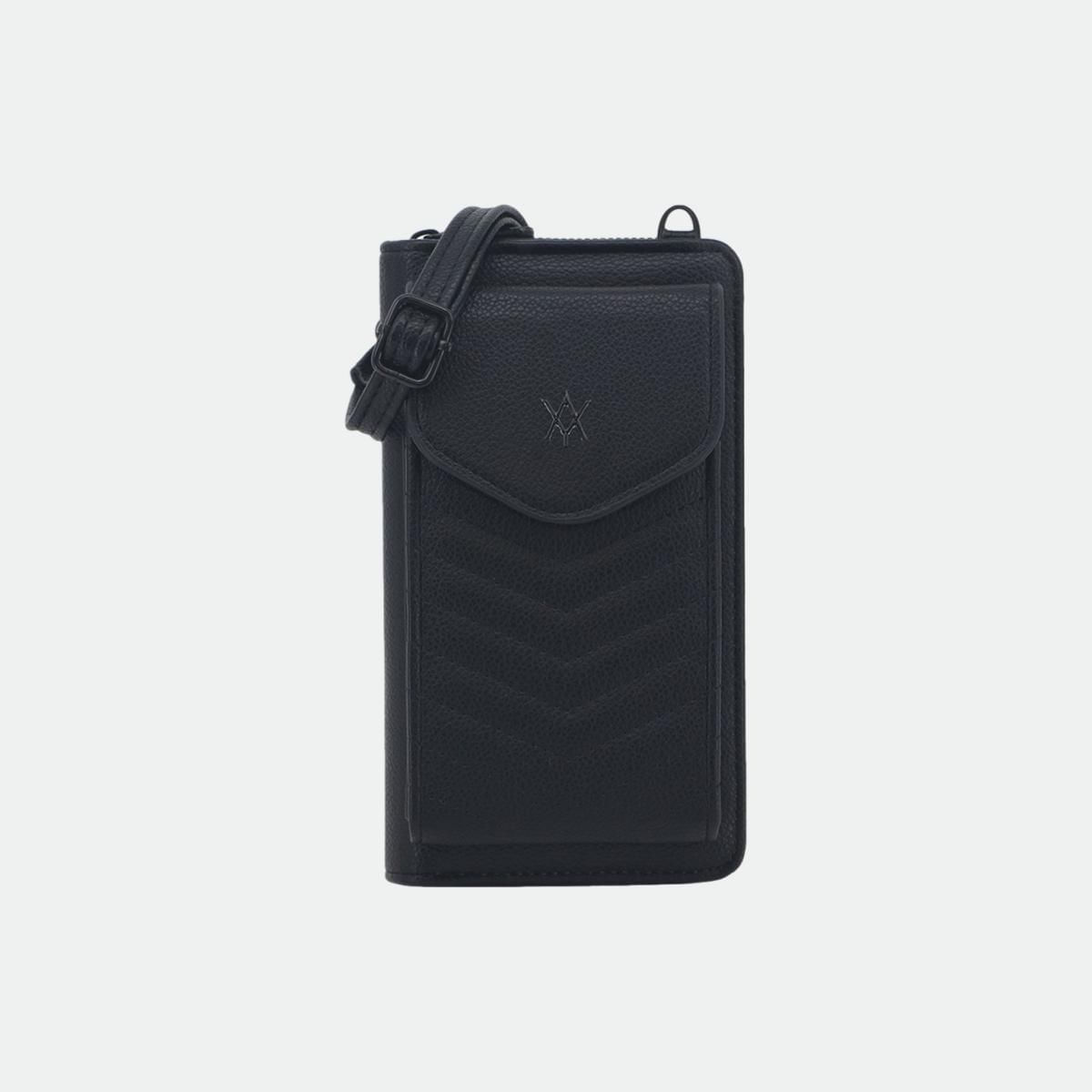 Bandolera Porta Celular y Billetera Con Solapa Amayra - Art 67.b946 - NEGRO