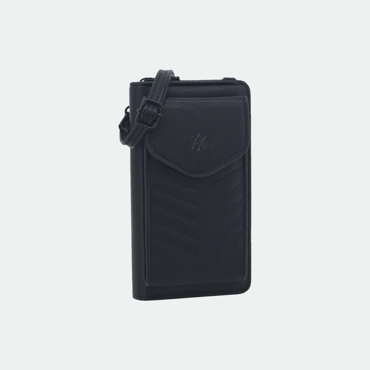 Bandolera Porta Celular y Billetera Con Solapa Amayra - Art 67.b946 - NEGRO