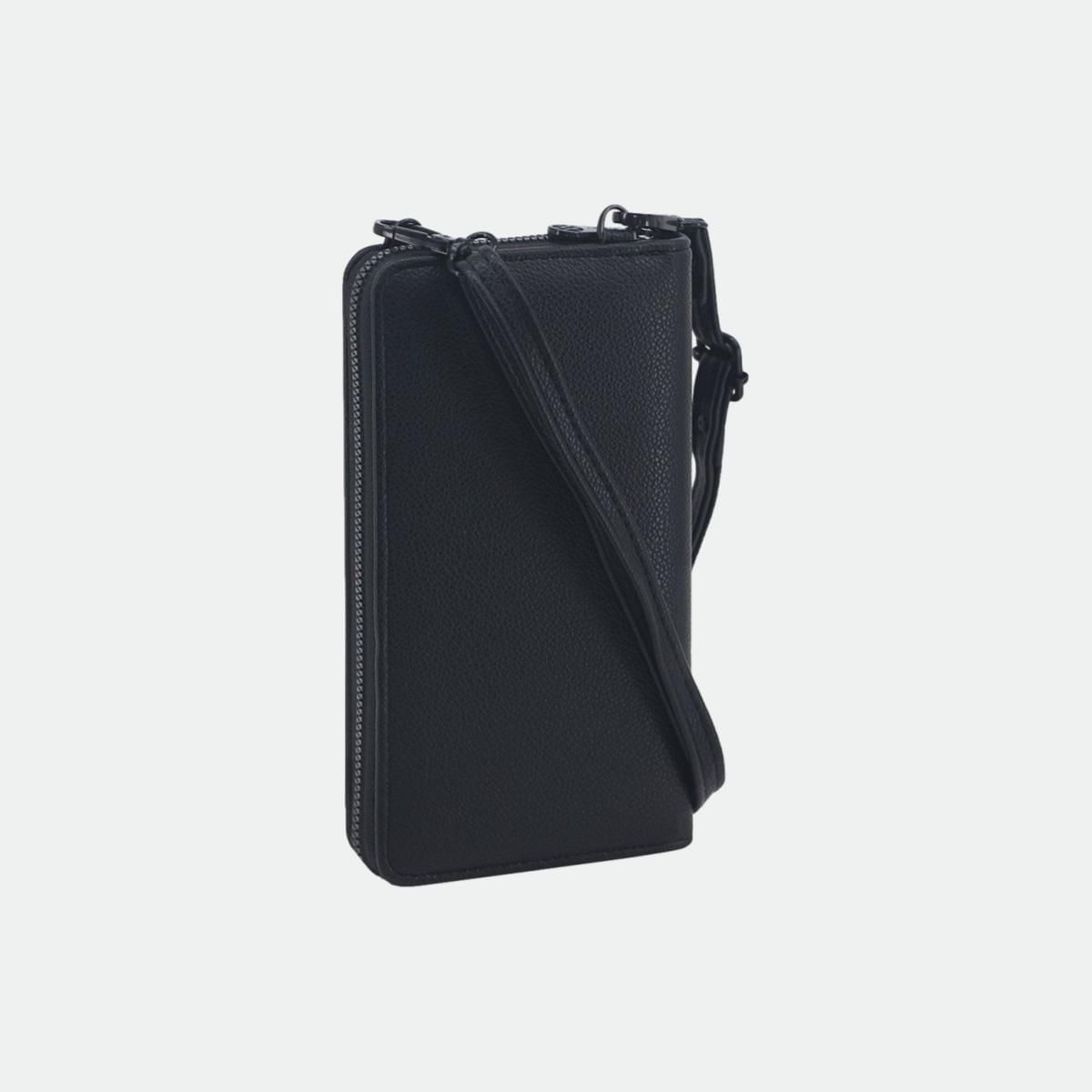 Bandolera Porta Celular y Billetera Con Solapa Amayra - Art 67.b946 - NEGRO